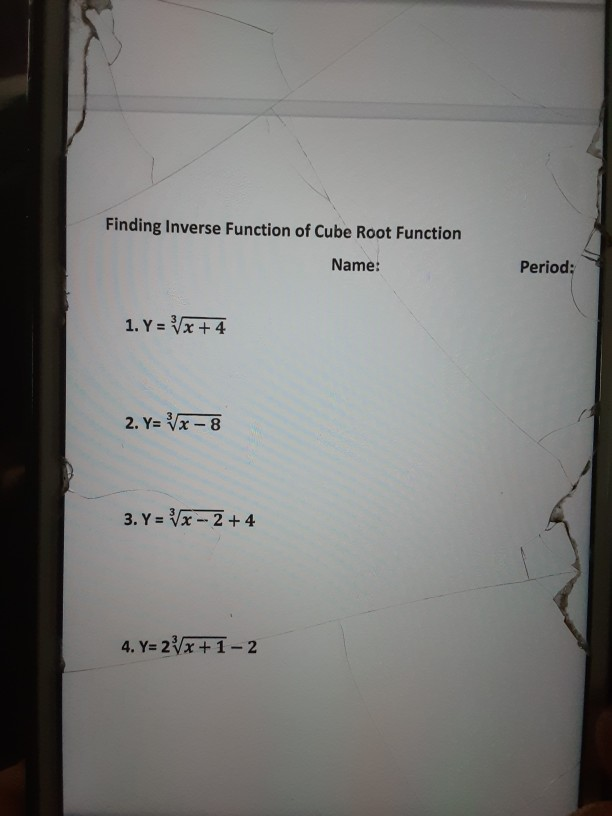 Solved Finding Inverse Function of Cube Root Function Name: | Chegg.com