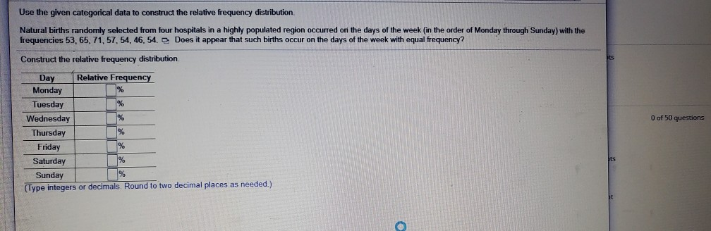 Solved Use the given categorical data to construct the | Chegg.com