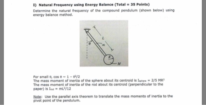 Solved I) Natural Frequency using Energy Balance (Total-35 | Chegg.com