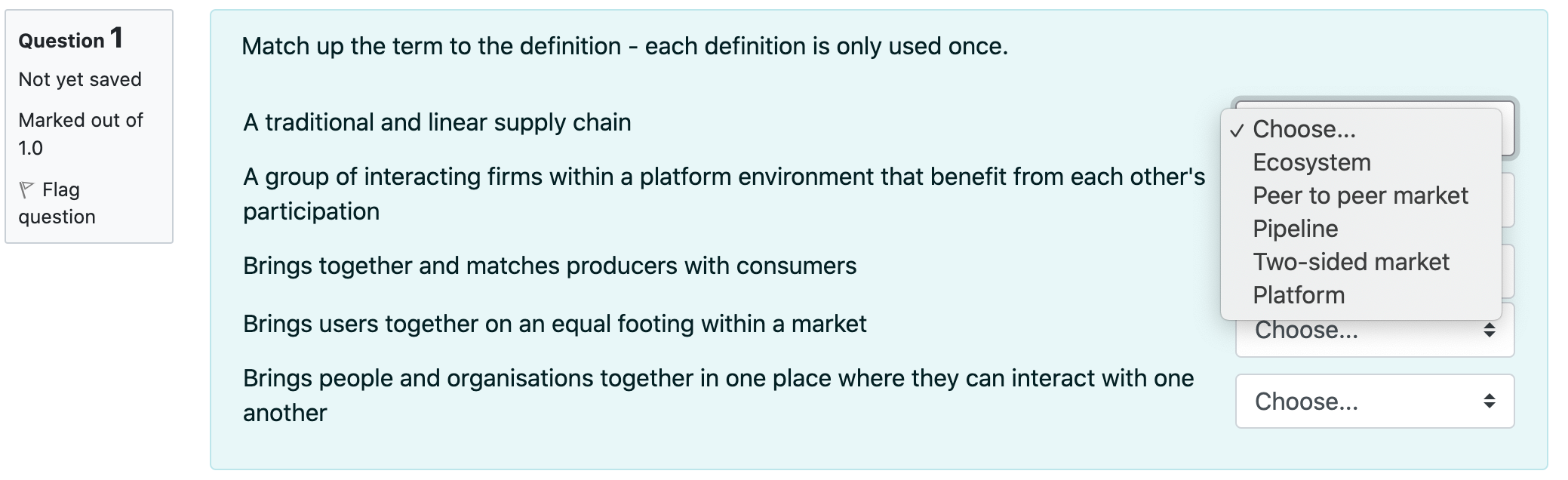 Solved Match up the term to the definition - each definition | Chegg.com