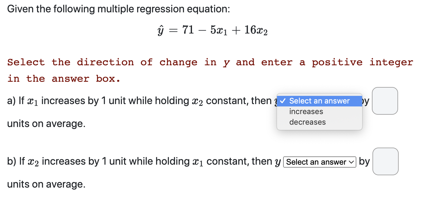 Solved Given the following multiple regression equation: ŷ = | Chegg.com