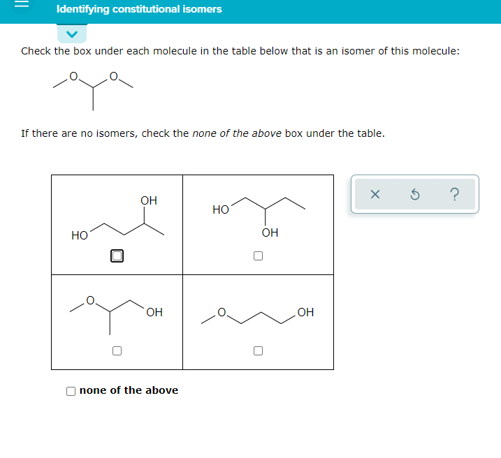 Solved Identifying constitutional isomers Check the box | Chegg.com