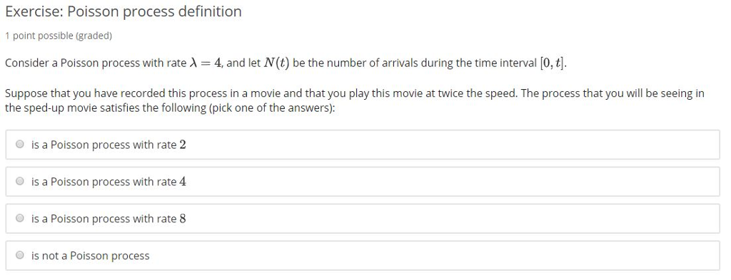 Solved Exercise: Poisson process definition 1 point possible | Chegg.com
