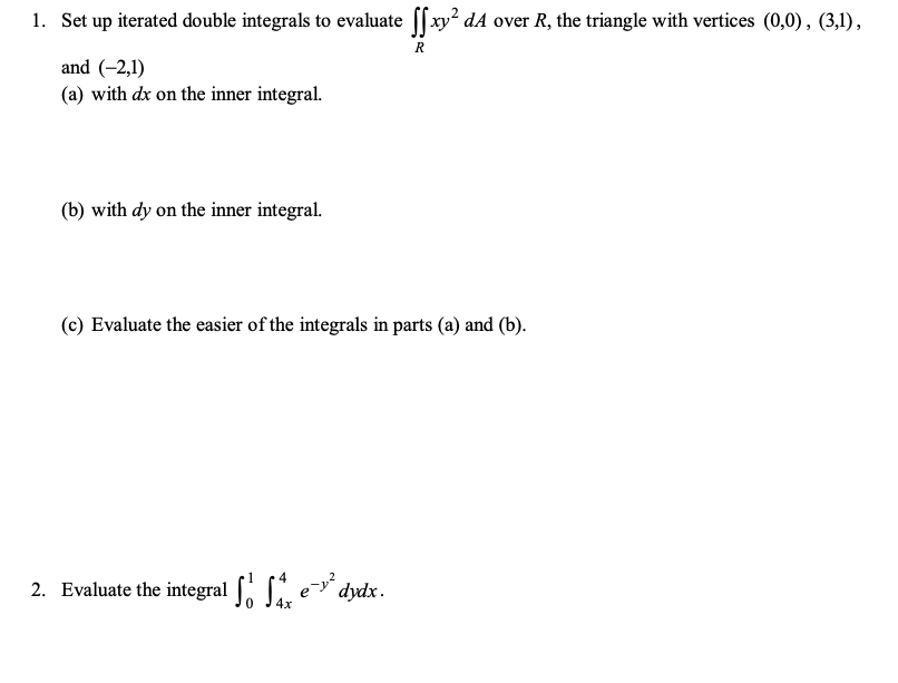 Solved R 1. Set up iterated double integrals to evaluate | Chegg.com