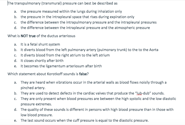 Solved c. The transpulmonary (transmural) pressure can best | Chegg.com