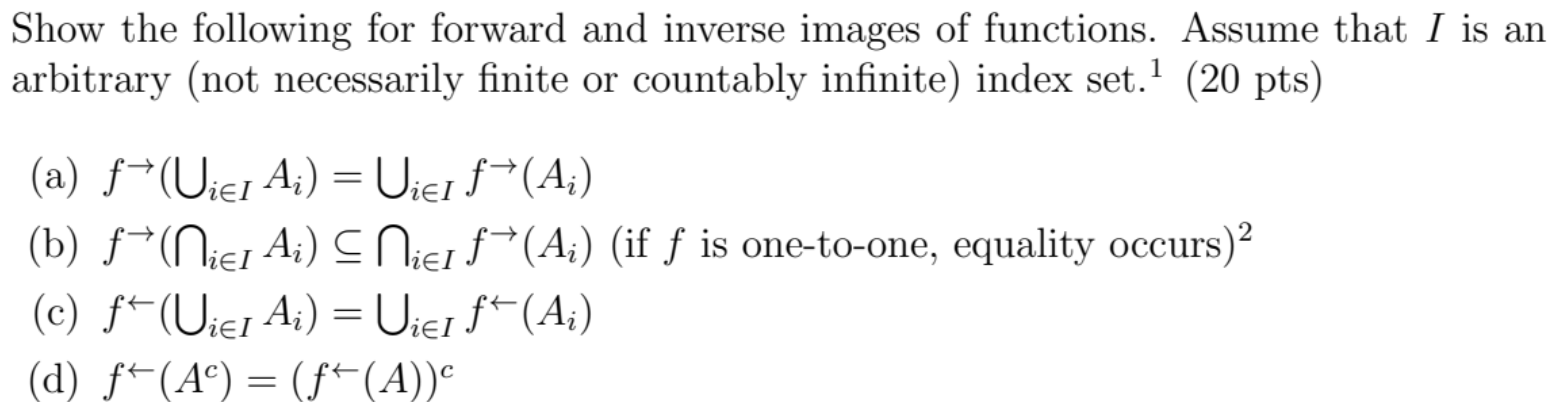Solved Show the following for forward and inverse images of | Chegg.com