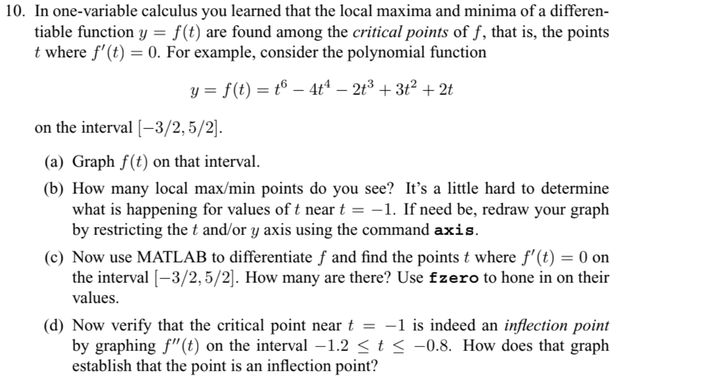 Solved 10. In one-variable calculus you learned that the | Chegg.com