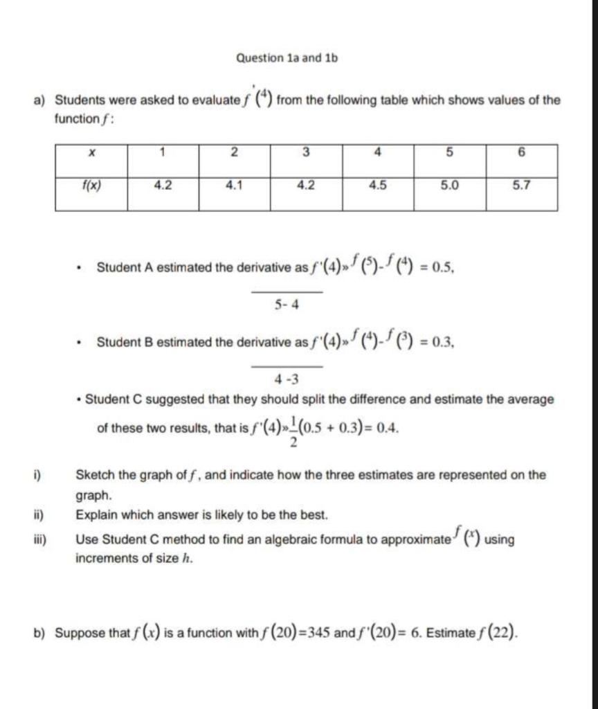 Solved Question la and 1b a) Students were asked to evaluate | Chegg.com