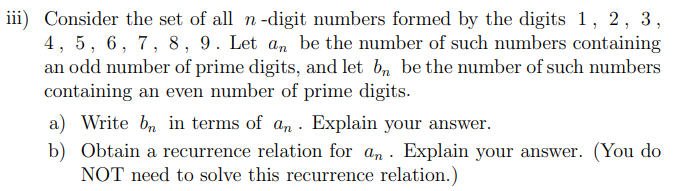 Solved iii) Consider the set of all n-digit numbers formed | Chegg.com