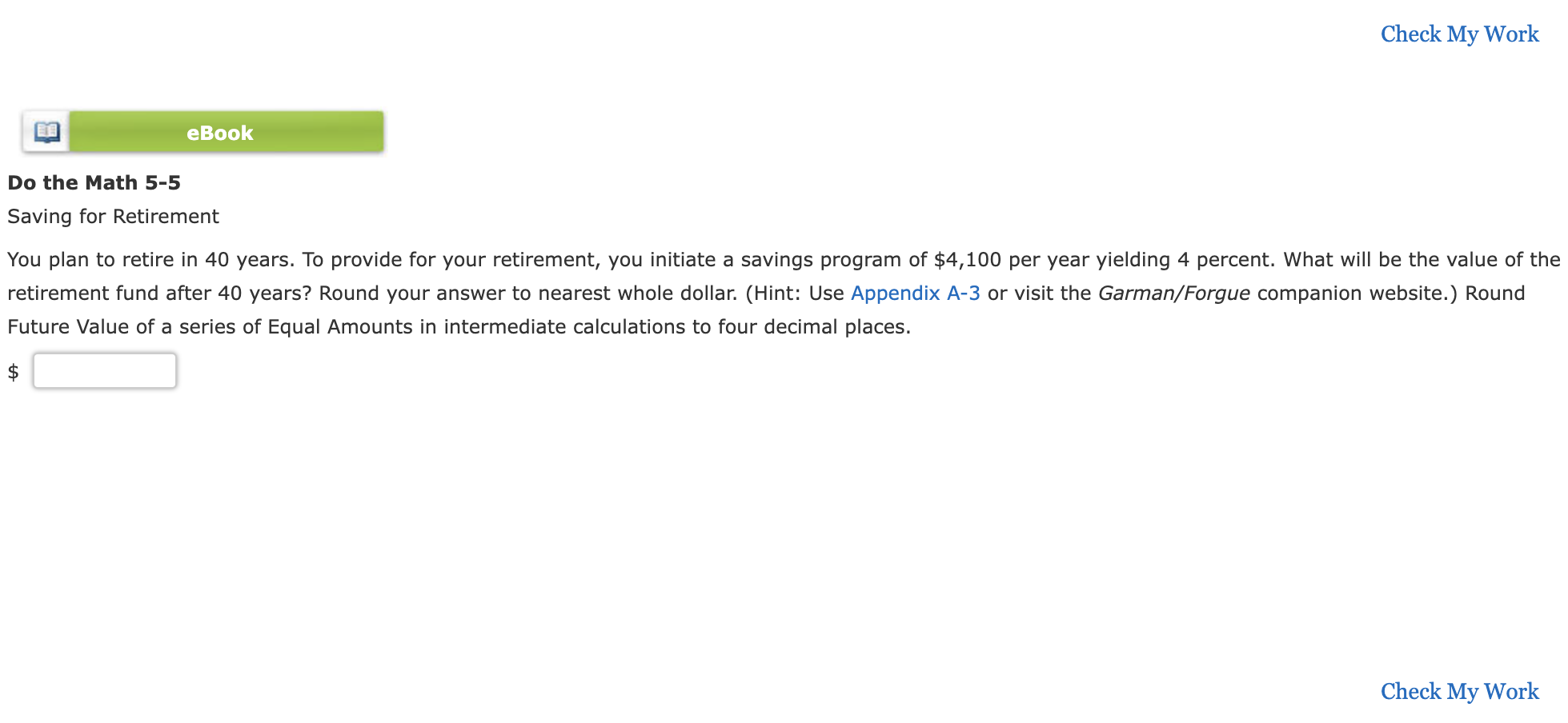 Solved Check My Work eBook Do the Math 5-5 Saving for | Chegg.com