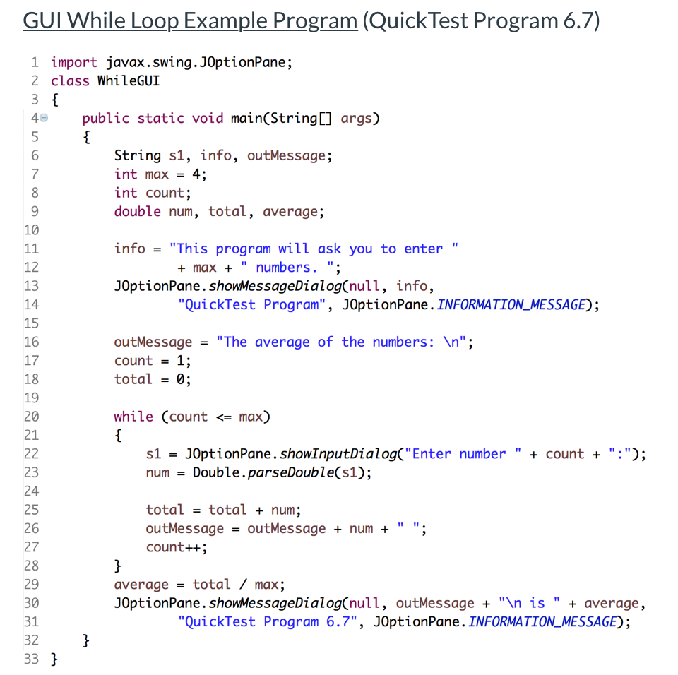 Solved Exercise 6.3.6: Rewrite QuickTest 6.7 to display the | Chegg.com