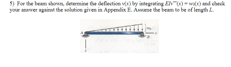 Solved 5) For the beam shown, determine the deflection v(x) | Chegg.com