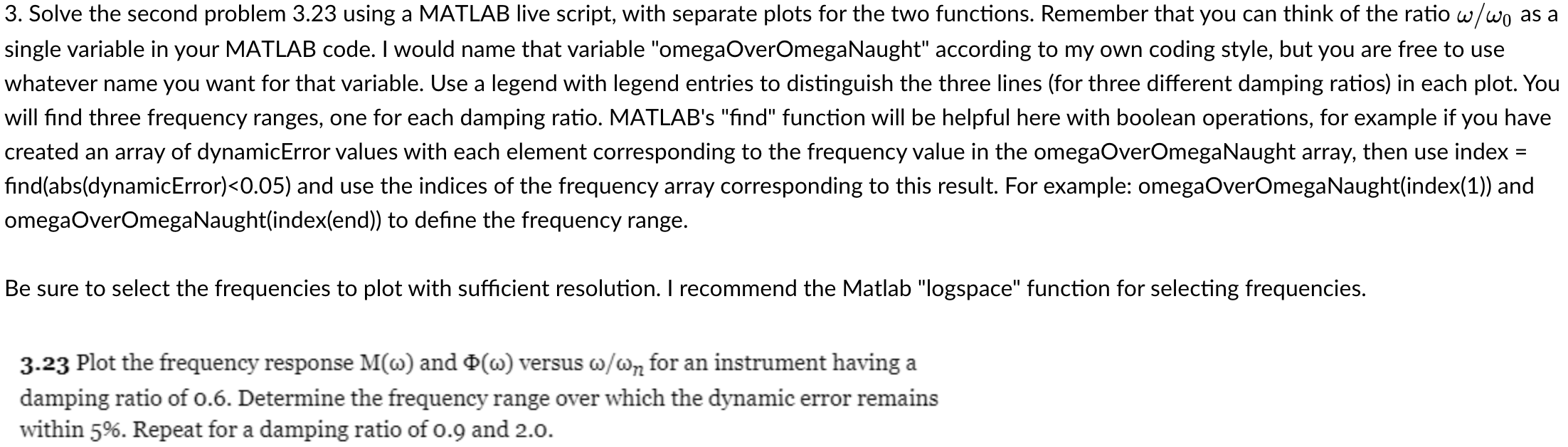 3 Solve The Second Problem 323 Using A Matlab Live 1314