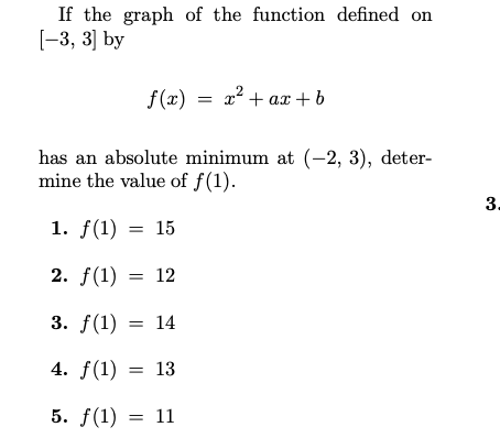 Solved If the graph of the function defined on [−3,3] by | Chegg.com