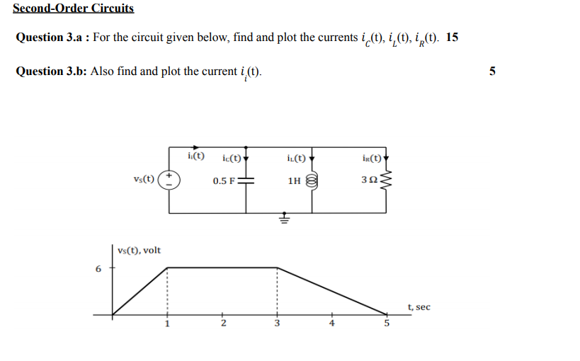 Solved Second-Order Circuits Question 3.a : For the circuit | Chegg.com