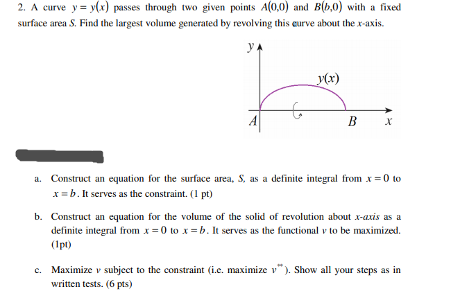Solved 2. A curve y = y(x) passes through two given points | Chegg.com