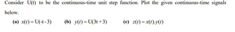 Solved Consider U(t) to be the continuous-time unit step | Chegg.com