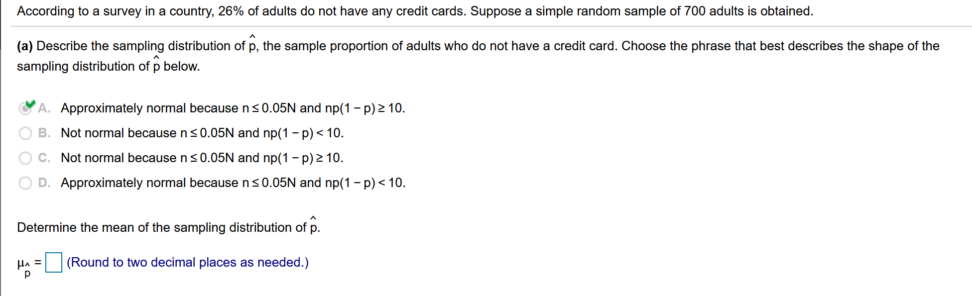 Solved Determine the mean of the sampling distribution | Chegg.com