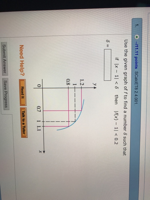 Solved 1. ㅢ11.11 points SCalcET8 2.4.001 Use the given graph | Chegg.com