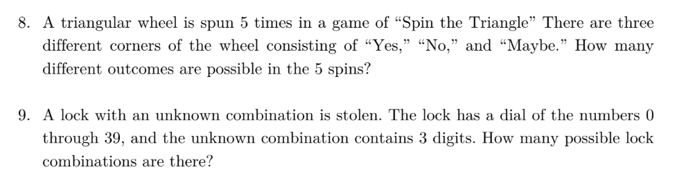 Solved 8. A triangular wheel is spun 5 times in a game of | Chegg.com