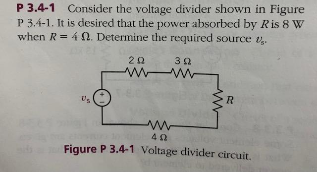 Solved P 3.4-1 Consider the voltage divider shown in Figure | Chegg.com