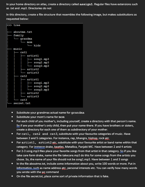 In your home directory on atla5, create a directory | Chegg.com
