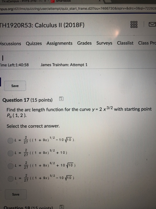 Solved TN eCampus-PHYS 2110-Fi, × SmartB | Chegg.com