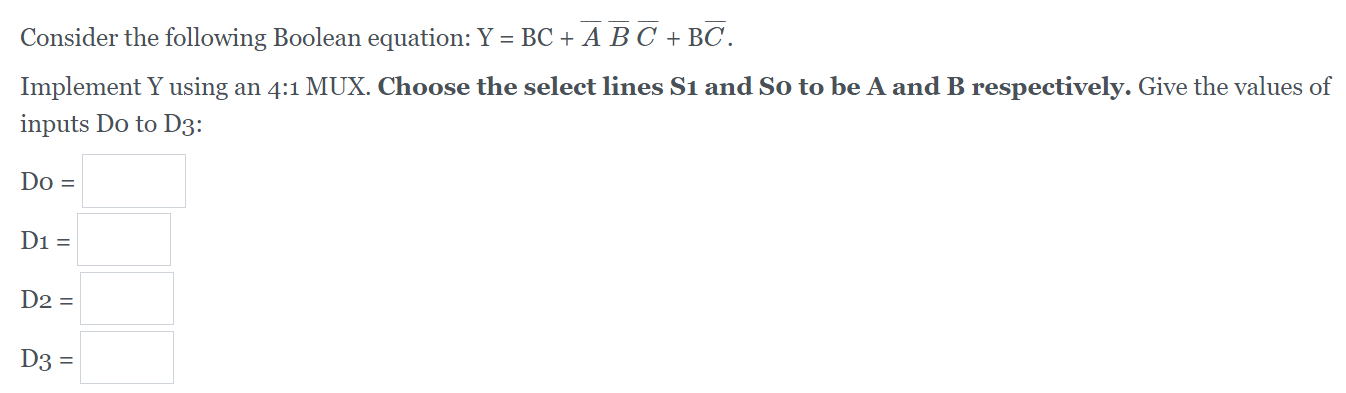 Solved Consider the following Boolean equation: Y = BC + A B | Chegg.com