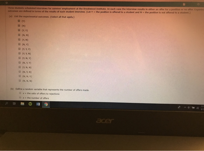 Solved 0 Three students scheduled interviews for summer | Chegg.com