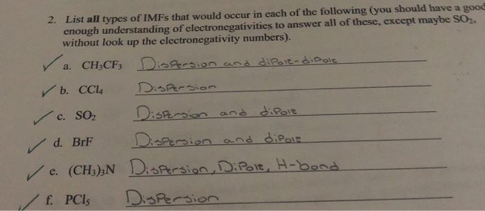 Solved 2. List all types of IMFs that would occur in each of | Chegg.com