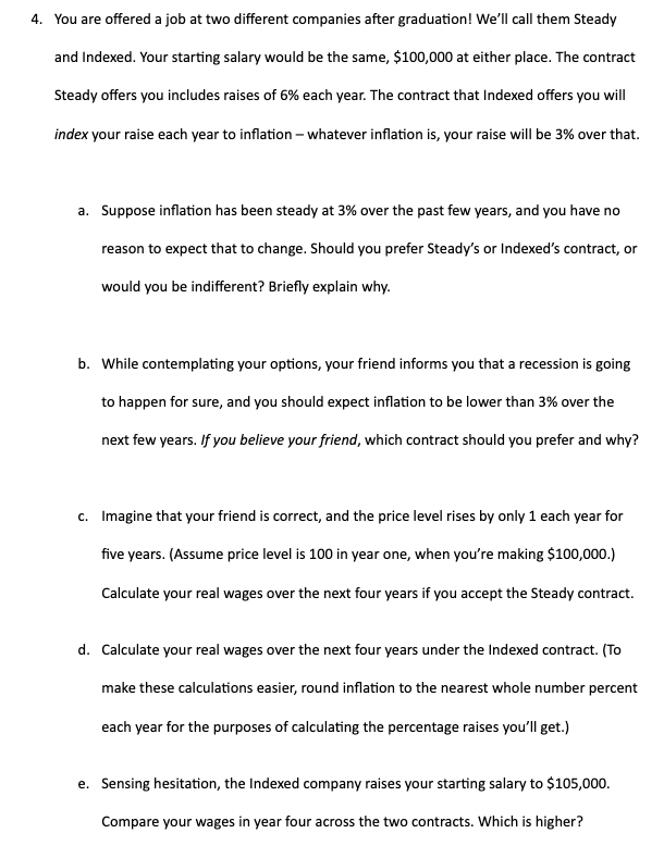 Solved JUST NEED HELP WITH D AND E How Do I Find Real Wage Chegg