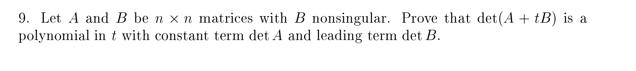 9. Let A and B be n×n matrices with B nonsingular. | Chegg.com