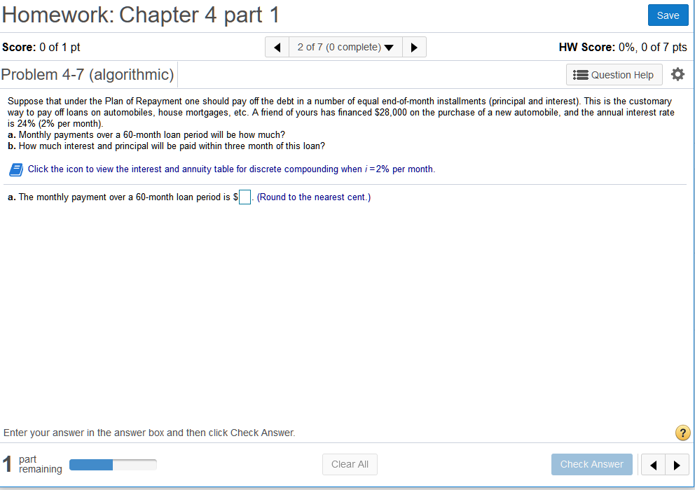 Solved Engineering Economy Homework Question Two sub-parts | Chegg.com