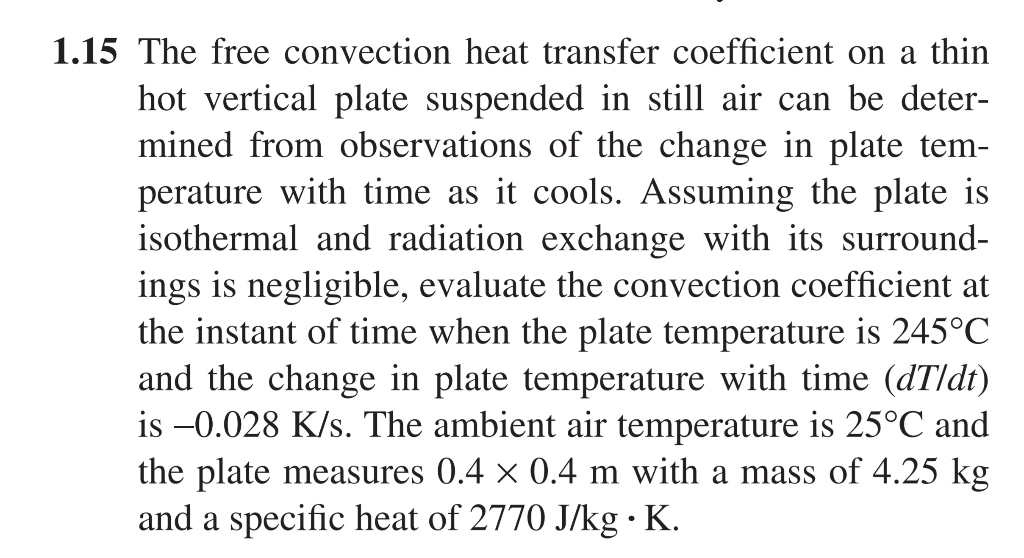 Solved 1.15 The free convection heat transfer coefficient on | Chegg.com