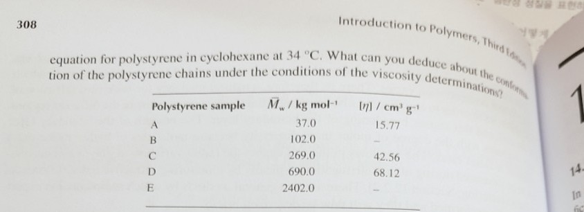 Introduction to Polymers, 308 equation for | Chegg.com