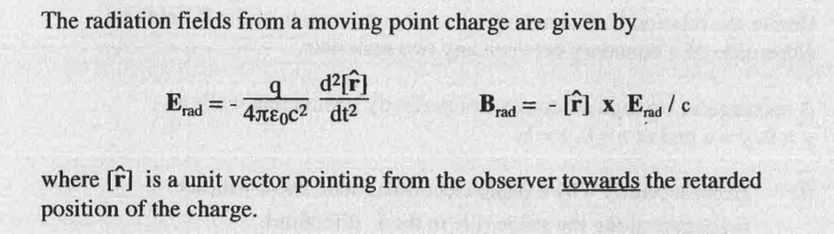 Solved The radiation fields from a moving point charge are | Chegg.com