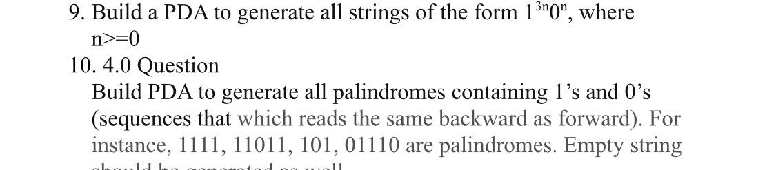 9. Build a PDA to generate all strings of the form | Chegg.com