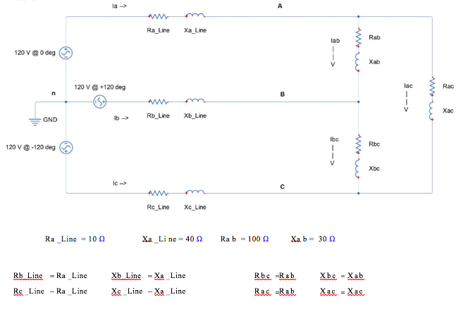Solved la → Ra Line Xa Line Rab lab 120 V 120 deg lac Rac Rb | Chegg.com
