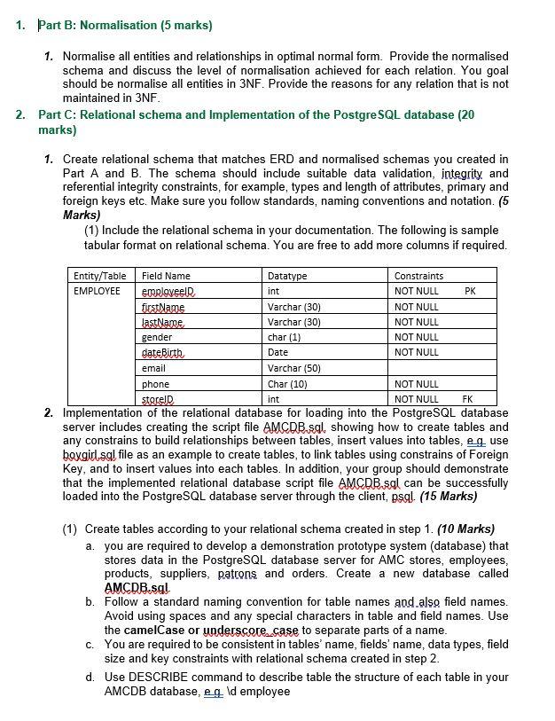 Solved Background Information for Sample Database Project: | Chegg.com