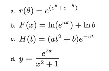 Solved Find derivatives for the functions in parts a-d. | Chegg.com