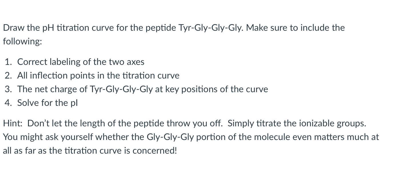 Solved Draw the pH titration curve for the peptide | Chegg.com
