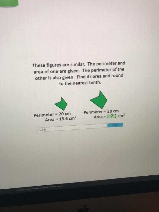 Solved These figures are similar. The perimeter and area of | Chegg.com