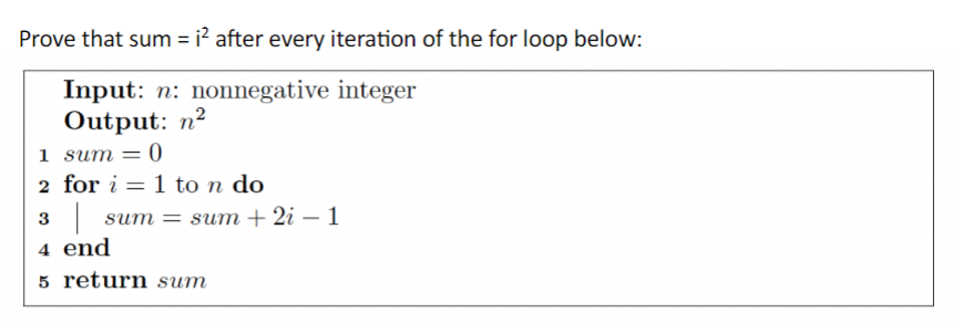 Solved Prove that sum =i^(2) after every iteration of the | Chegg.com