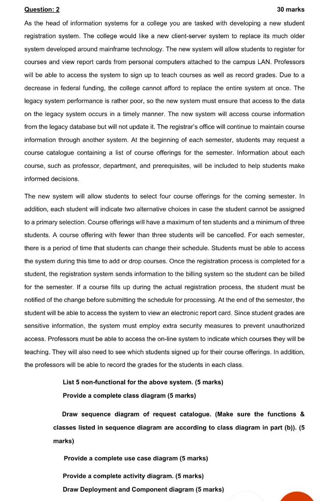 Solved Question: 2 30 marks As the head of information | Chegg.com