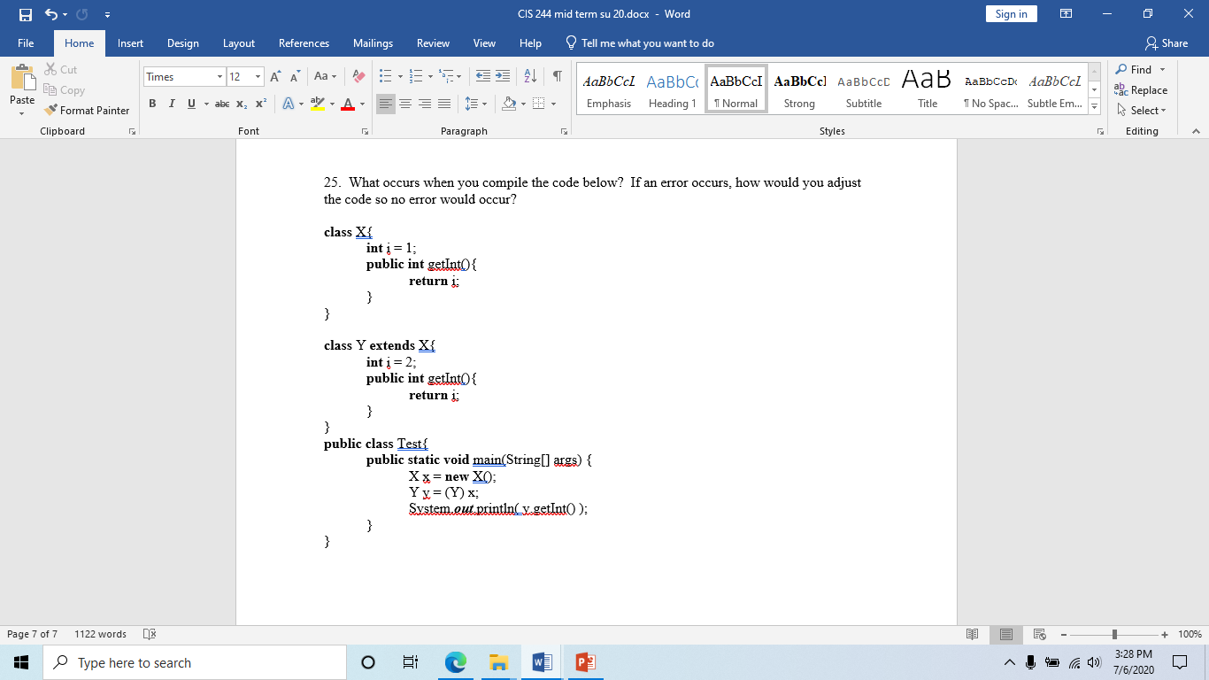 Solved CIS 244 mid term su 20.docx - Word Sign in X File | Chegg.com