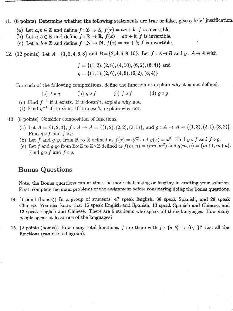 Solved 11. (6 points) Determine whether the following | Chegg.com