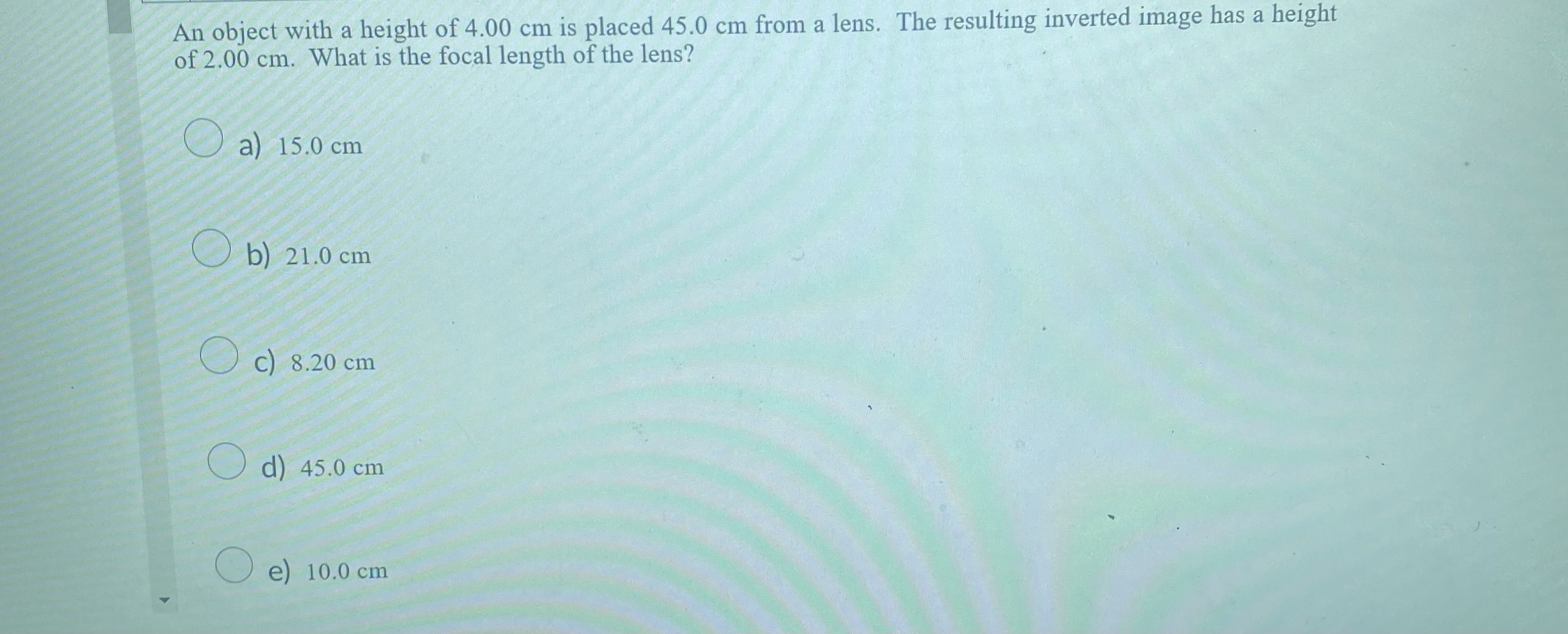 Solved An object with a height of 4.00 ﻿cm is placed 45.0 | Chegg.com
