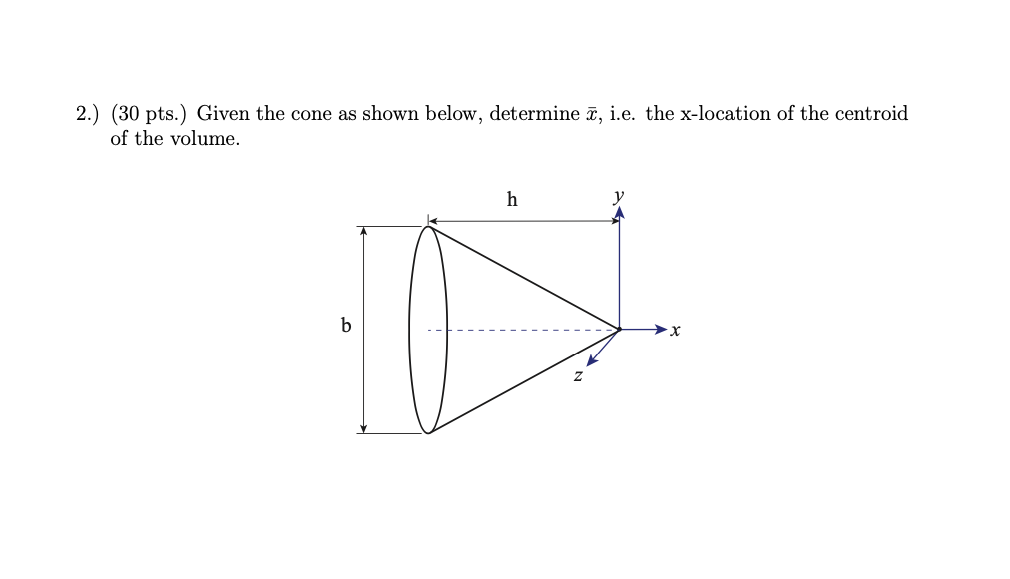 Solved 2.) (30 pts.) Given the cone as shown below, | Chegg.com