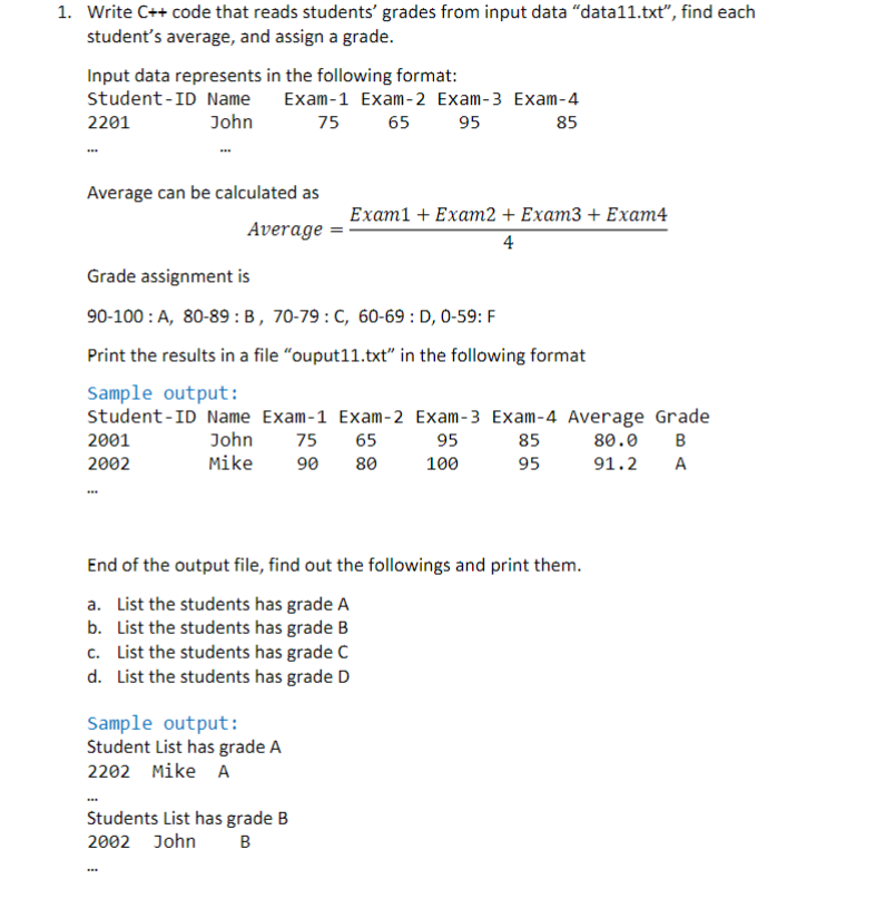 Solved Write C++ code that reads students' grades from input | Chegg.com