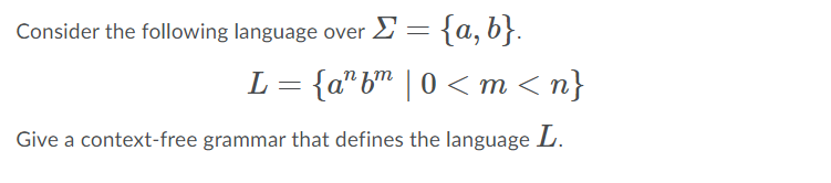 Solved Consider the following language over £= {a,b}. L = | Chegg.com